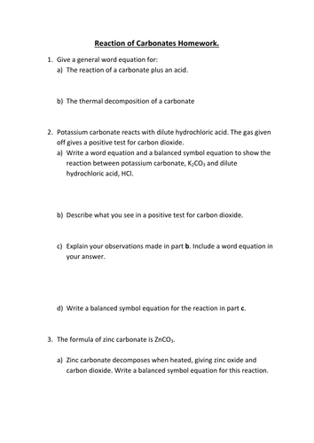 Reactions of carbonates | Teaching Resources