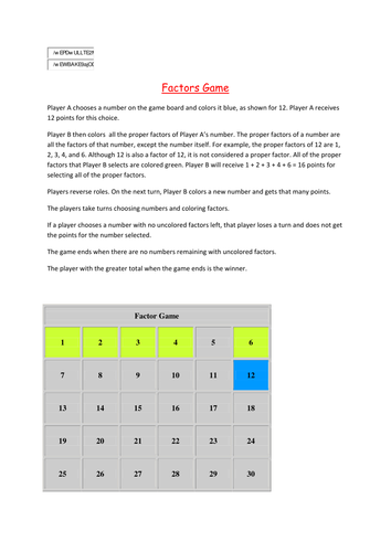 Factors lesson | Teaching Resources