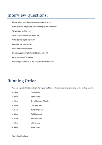 Interview questions | Teaching Resources