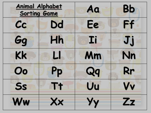 Animal alphabet game | Teaching Resources