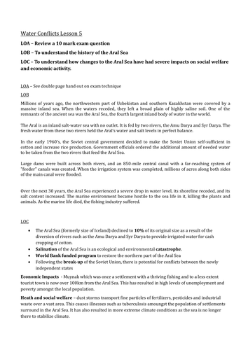 Water Conflicts Lesson 5 | Teaching Resources