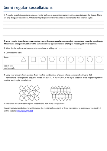 Semi Regular Tessellations | Teaching Resources