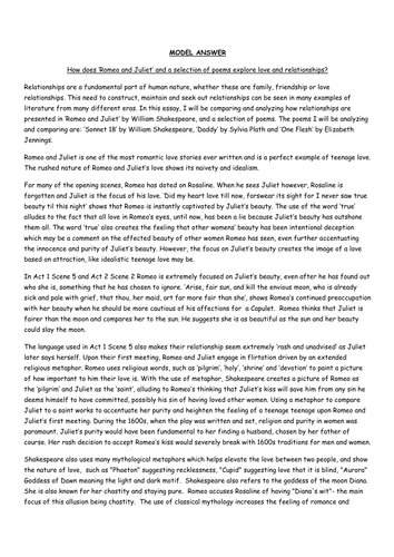 AQA Lit. - Poetry&Play comparison model answer | Teaching Resources