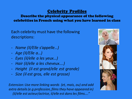 Celebrity Profile Task - Describing people | Teaching Resources