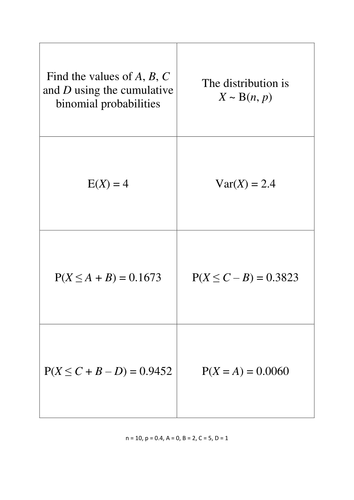 Binomial Distribution - Puzzle Cards | Teaching Resources