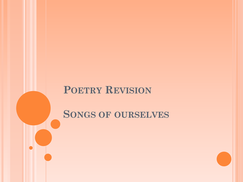 SONGS OF OURSELVES Cambridge IGCSE Literature | Teaching Resources