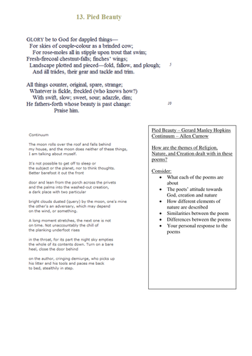 SONGS OF OURSELVES Cambridge IGCSE Literature | Teaching Resources