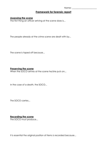 Btec Level 2 Unit 13 Forensics Assignment 1 Teaching Resources