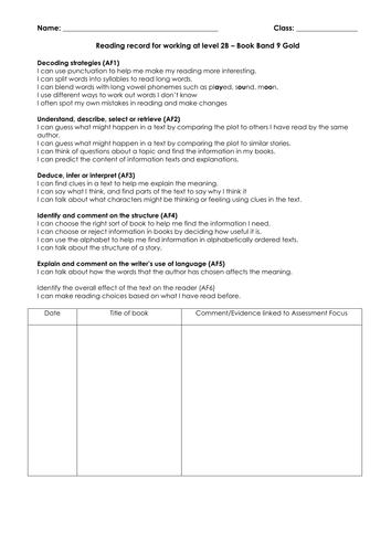 Reading Record Sheets - For classroom use | Teaching Resources