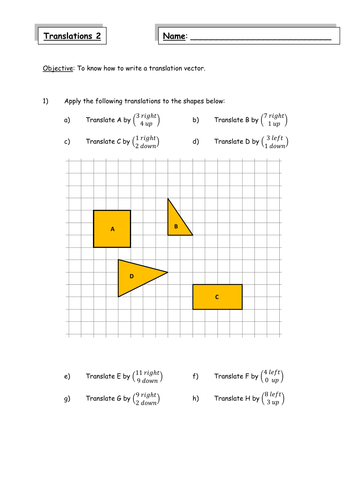 Translations Booklet/Worksheet | Teaching Resources