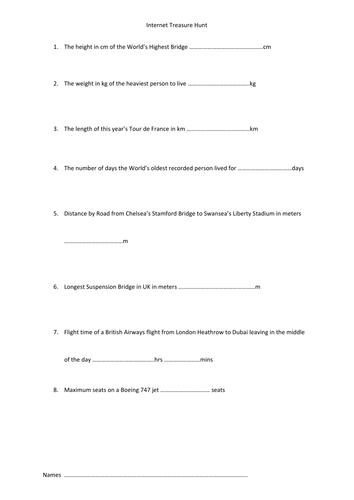 Math Treasure Hunt - computer based | Teaching Resources