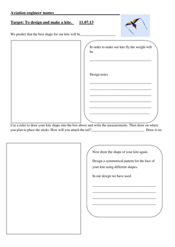 Design a kite planning sheet | Teaching Resources