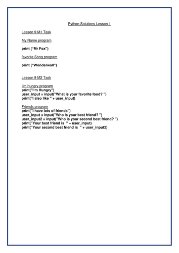 Ks3 Python Programming Lesson Task Resources | Teaching Resources Ks3 Python Programming Lesson Task Resources | Teaching Resources