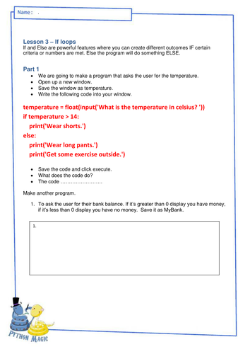 Ks3 Python Programming Lesson Task Resources | Teaching Resources Ks3 Python Programming Lesson Task Resources | Teaching Resources