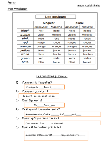 Bienvenue! Introduction to French Year 7 | Teaching Resources