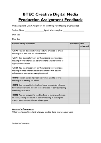 BTEC Creative Digital Media: Moving Image | Teaching Resources