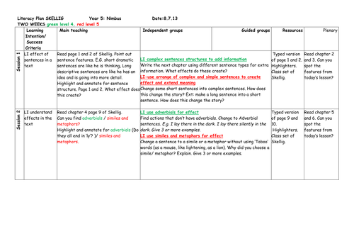 Skellig 6 lessons for KS2 | Teaching Resources