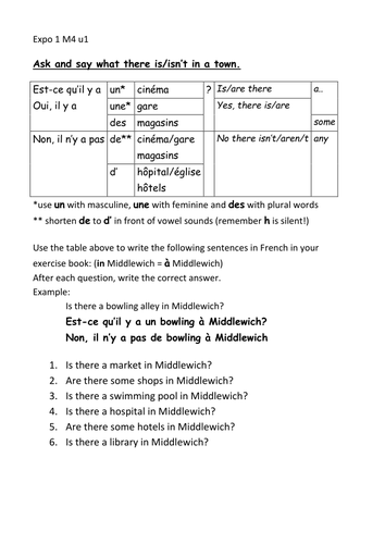 Expo 1 Module 4 - On va en ville - Units 1-5 | Teaching Resources