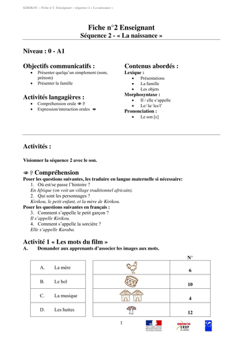 film Kirikou et la sorciere | Teaching Resources