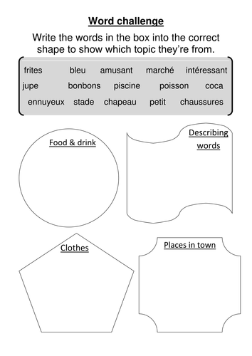 Y7 & 8 key French vocab revision activity | Teaching Resources