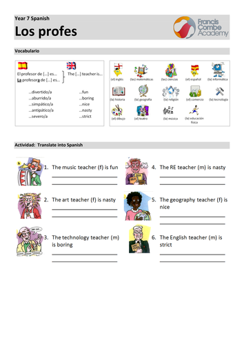 In School - KS3 Spanish Mira 1 Unit 2 | Teaching Resources