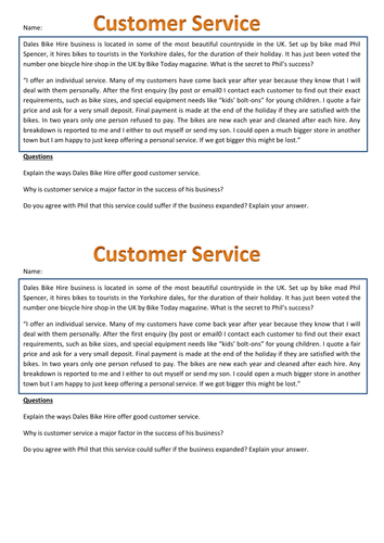 AQA GCSE Business Studies Customer Services/ICT | Teaching Resources