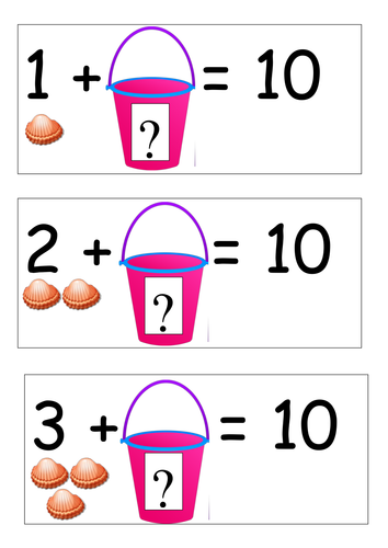 number bonds to 10 - shells and buckets | Teaching Resources