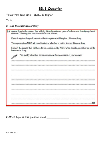 B3 OCR Life on earth 6 mark question practice | Teaching Resources