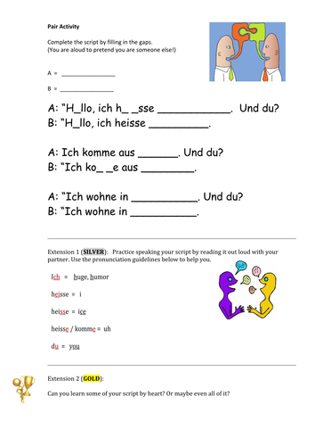 Introductions in German - MINI Interview lesson | Teaching Resources