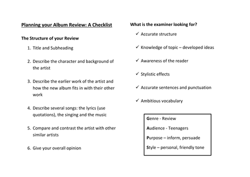 Writing an Album Review: Rihanna & Justin T | Teaching Resources