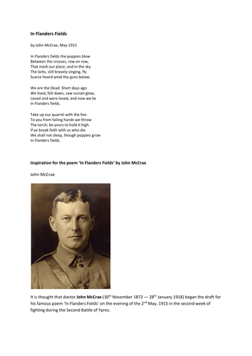 Poetry of War - SOW | Teaching Resources