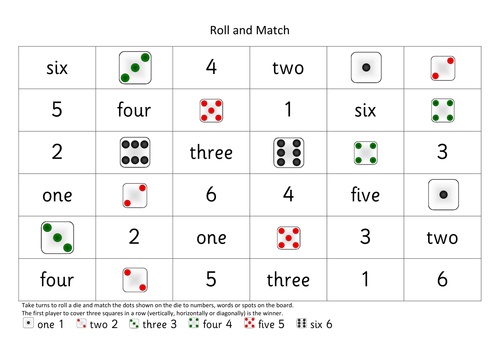 Roll and Match game | Teaching Resources