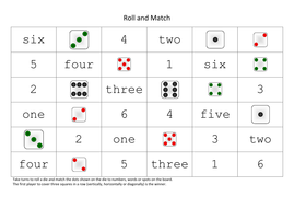 Roll and Match game | Teaching Resources
