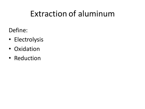 C2 5.6 Extraction of Aluminum | Teaching Resources