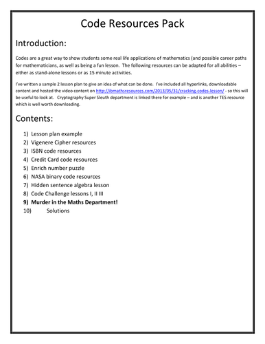 Math Murder Mystery - A Code Breaking Challenge | Teaching Resources