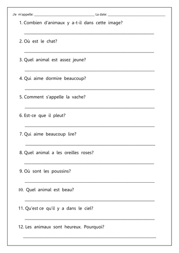 French comprehension - 'Les Animaux' Revision | Teaching Resources