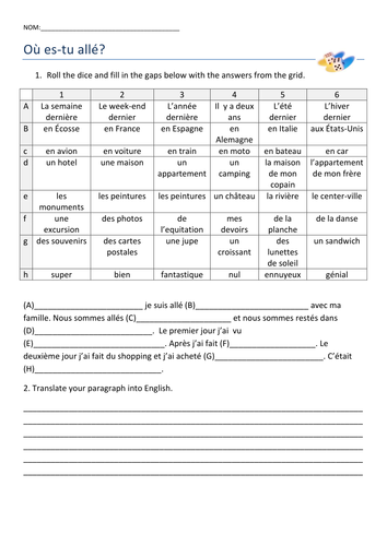 French: Describing A Trip in Past Tense | Teaching Resources