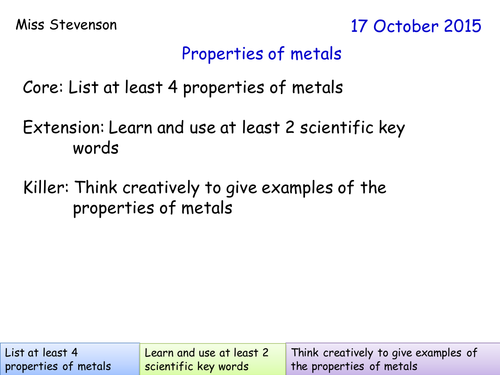 Properties of metals | Teaching Resources