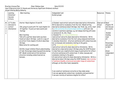 Street Child planning 3 weeks and resources | Teaching Resources