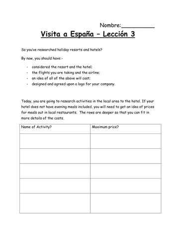 Project - Visit to Spain | Teaching Resources