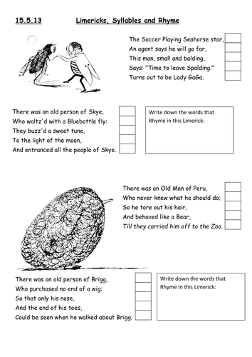 Nonsense Limericks | Teaching Resources