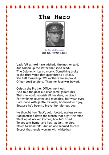 The Hero :: Siegfried Sassoon | Teaching Resources