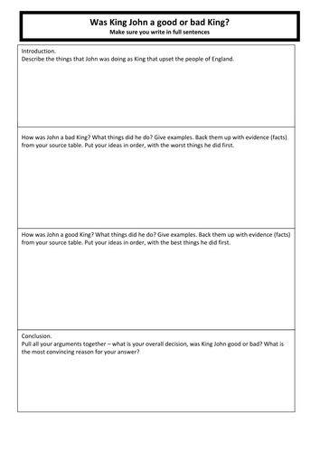 King John - Hero or Villain | Teaching Resources
