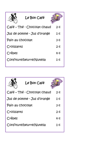 Au Café lesson and activities | Teaching Resources