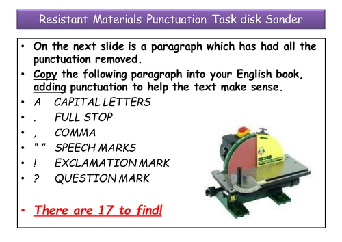 General Resistant Materials Literacy Tasks | Teaching Resources