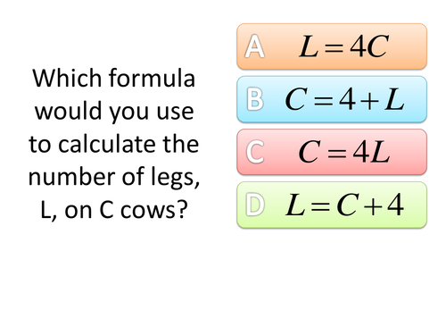 Which formula? - writing formulae starter | Teaching Resources