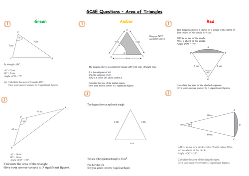 Trigonometry - Area of a Triangle Grade A | Teaching Resources