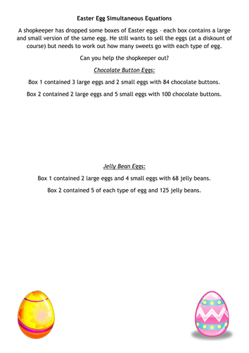 Easter Egg Simultaneous Equations | Teaching Resources