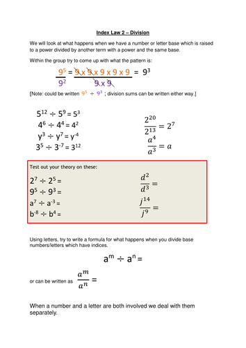 Indices - The Index Laws | Teaching Resources