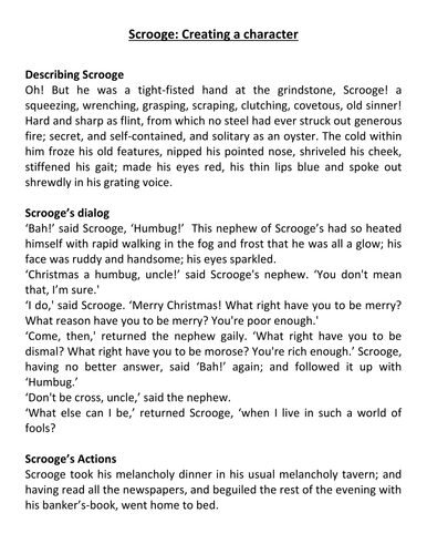 Scrooge: Characterisation | Teaching Resources